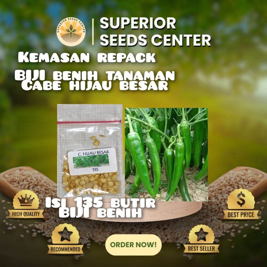 Jual kemasan repack 135 butir biji benih tanaman cabe hijau besar siap semai | Shopee Indonesia