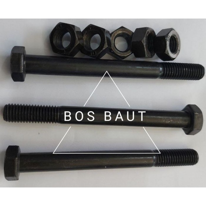 Jual Baut Mur Baja 8.8 M12x120 (Kunci 19) Hitam | Shopee Indonesia
