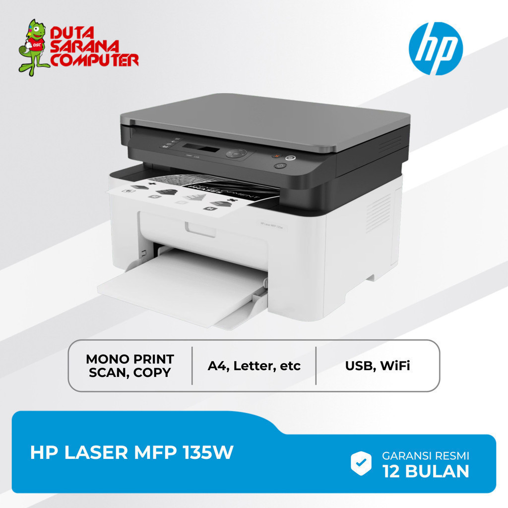 Jual HP LASERJET MFP 135W MONO PRINTER PRINT, SCAN, COPY, WIFI | Shopee Indonesia