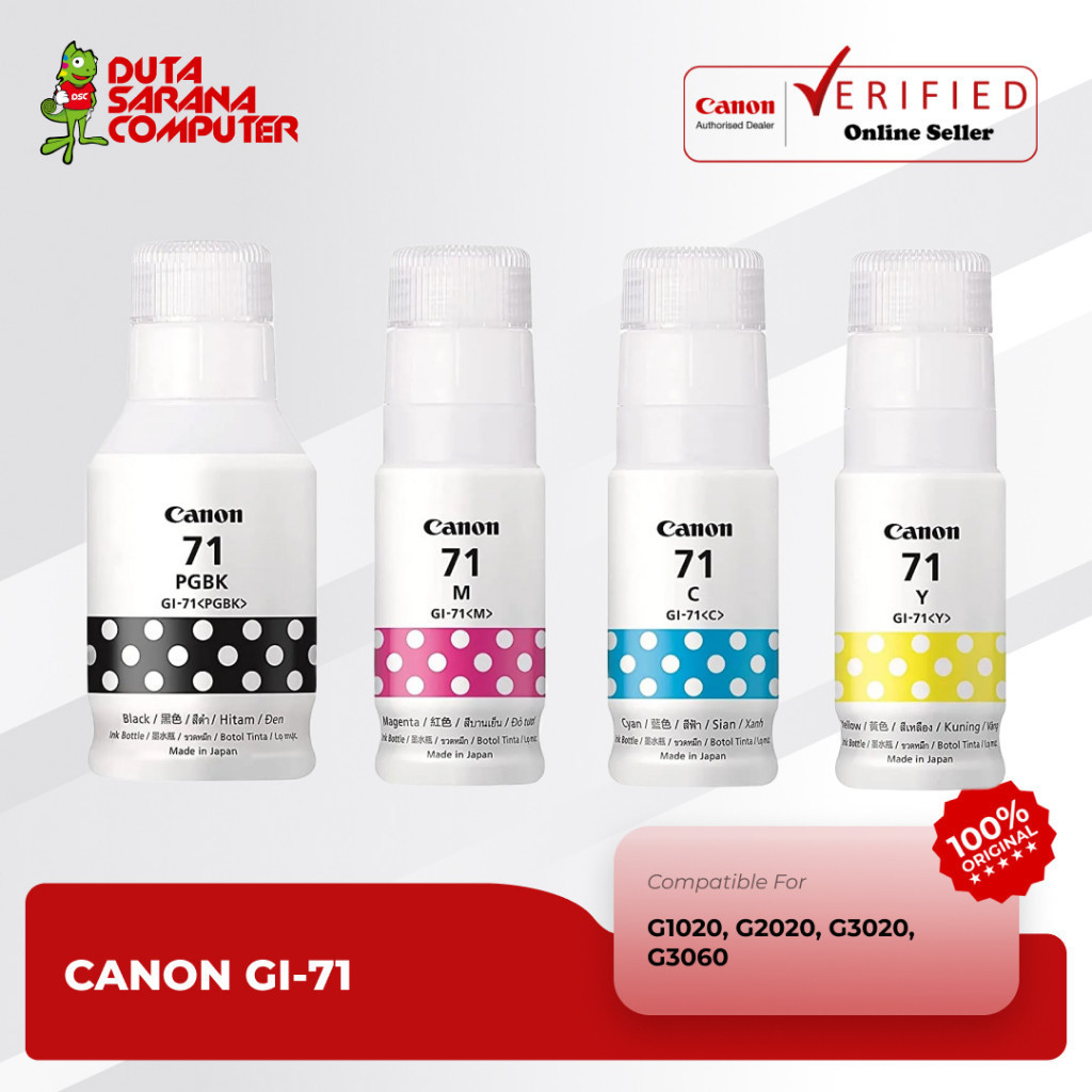 Jual CANON GI-71 CYAN, MAGENTA, YELLOW, BLACK INK BOTTLE | Shopee Indonesia