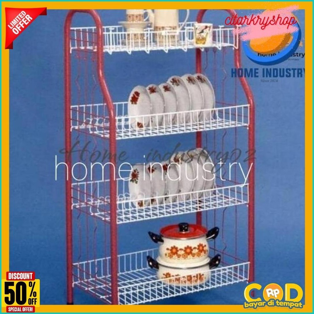 Jual Rak Piring Jumbo Dragon Susun 4/Rak Toko/Rak Display/Rak Besi Anti ...