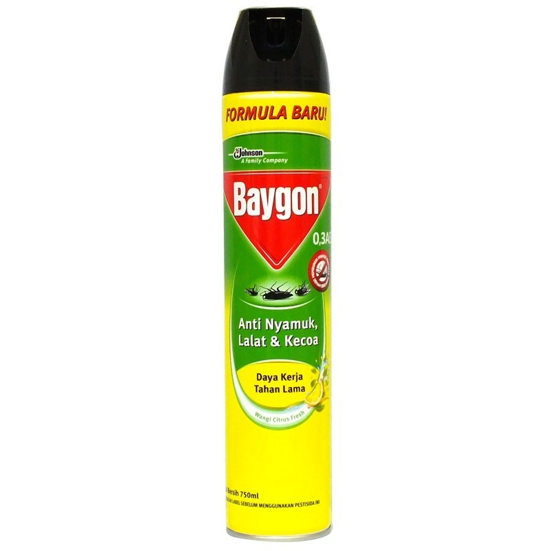 Jual S20813 BAYGON CITRUS FRESH AEROSOL KUNING RACUN SERANGGA 750ML ...