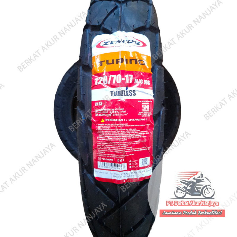 Jual Ban Motor Zeneos Turino 120/70-17 Ban Motor Tubeless BONUS Pentil ...