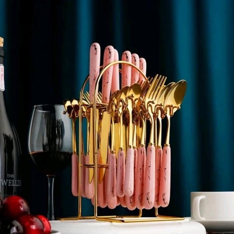 Jual sd-5 Aveline Sendok Sultan Gold Marble / Sendok Set Keramik ...