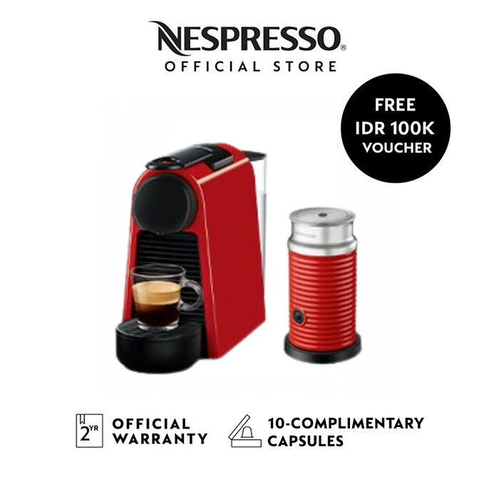 Jual Nespresso Essenza Mini D30 Coffee Machine, Red With Aeroccino3 ...