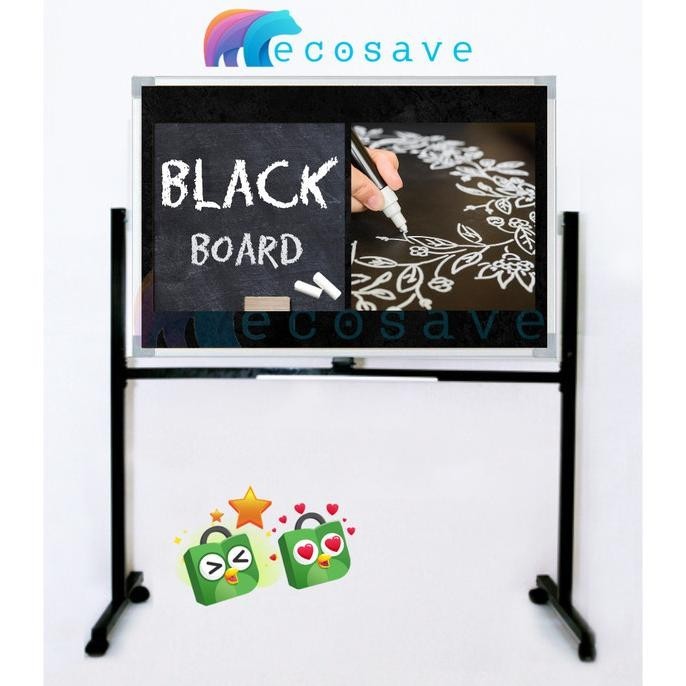 Jual Blackboard Standing 60 x 90 cm Double Face Papan Tulis Kapur Kaki ...