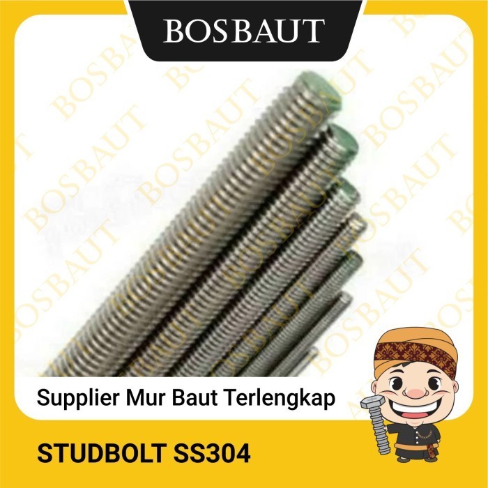 Jual STUDBOLT STAINLESS STEEL - ASDART SS304 - LONGDRAT SUS 304 3/4X1METER T10 | Shopee Indonesia