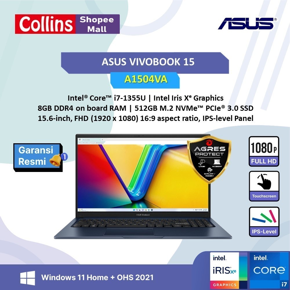 Jual ASUS VIVOBOOK 15 TOUCH A1504VA I7 1355 8GB 512GB W11+OHS 15.6FHD ...