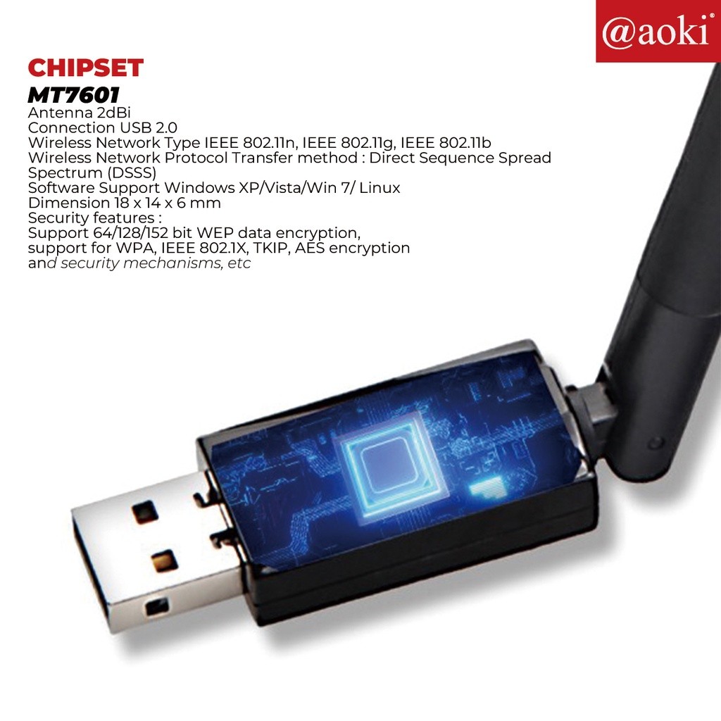 Jual AOKI USB Wifi Set Top Box MT7601 Dongle STB Adapter Antena Wifi PC ...