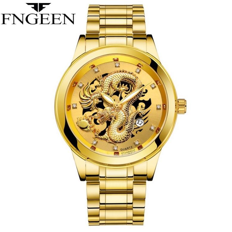 Jual Jam Tangan Pria Exclusif Mewah Fngeen Naga Emas Luxury Stainless ...