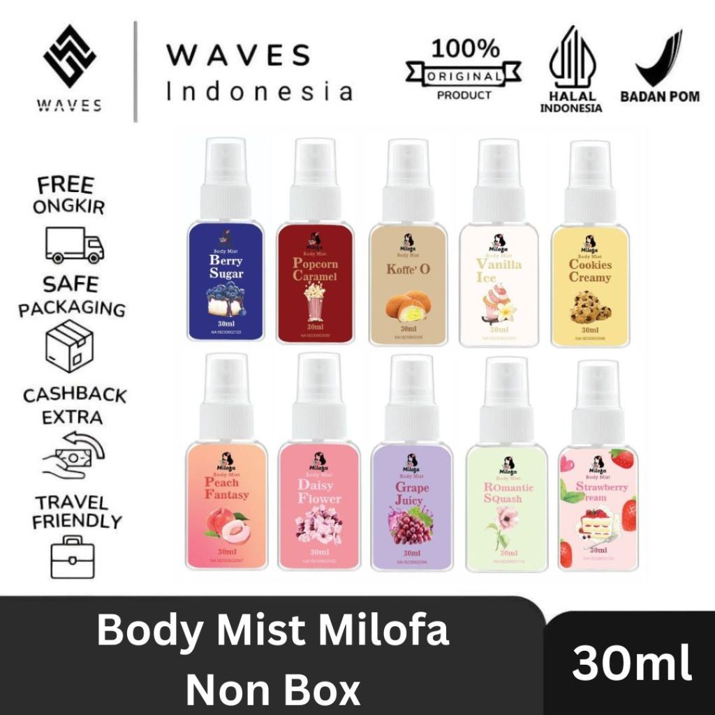 Jual Waves - BPOM PARFUM BODY MIST MILOFA NON BOX 30ML PREMIUM / PARFUM ...