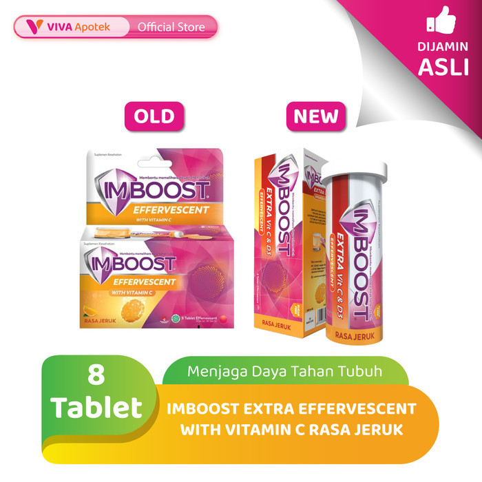 Jual Imboost Extra Vitamin C dan D3 Effervescent Rasa Jeruk (8 Tablet ...