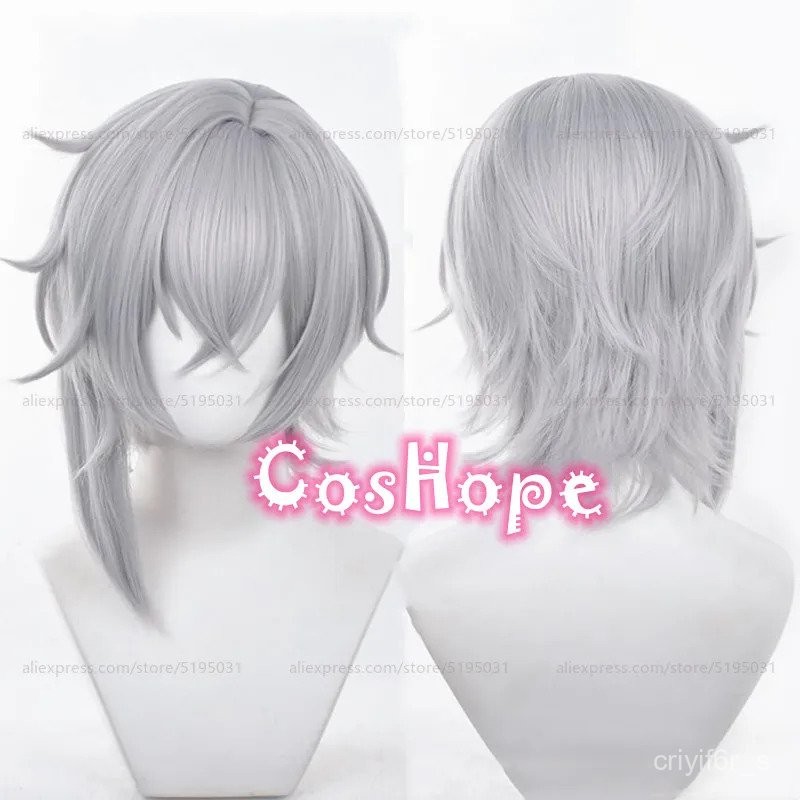 Jual HSR Moze Cosplay Wig 40cm Short Hair Gray Wig Cosplay Anime ...