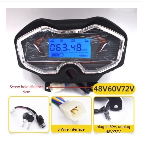 Jual Speedometer Dashboard Universal Sepeda motor listrik 48V60V72 (750 ...