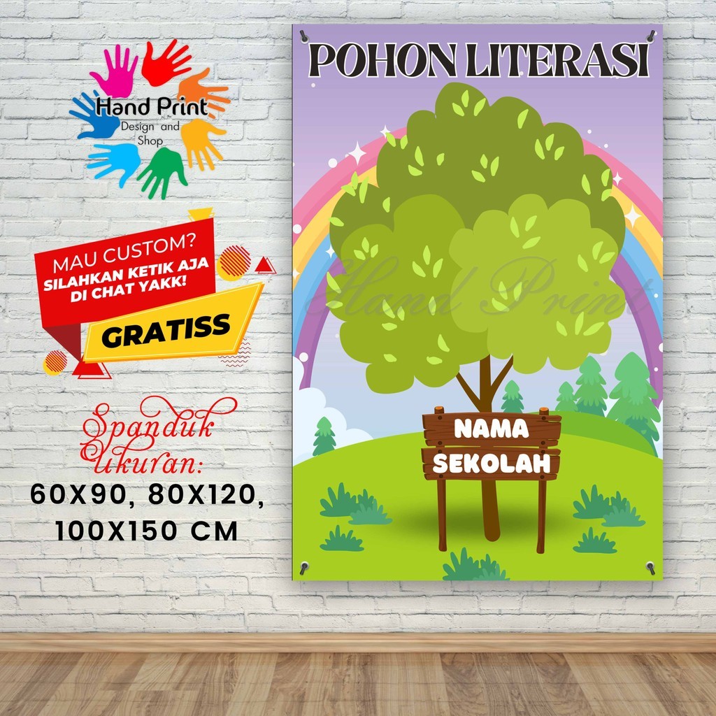 Jual Cetak Spanduk Banner Pohon Literasi Sekolah Pohon Cita - Cita Ungu ...