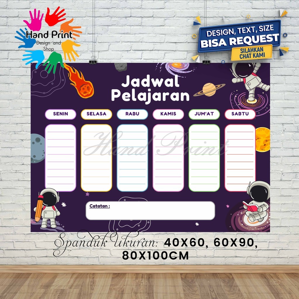 Jual Cetak Spanduk Banner MMT Jadwal Pelajaran Angkasa 100x80cm Bisa ...