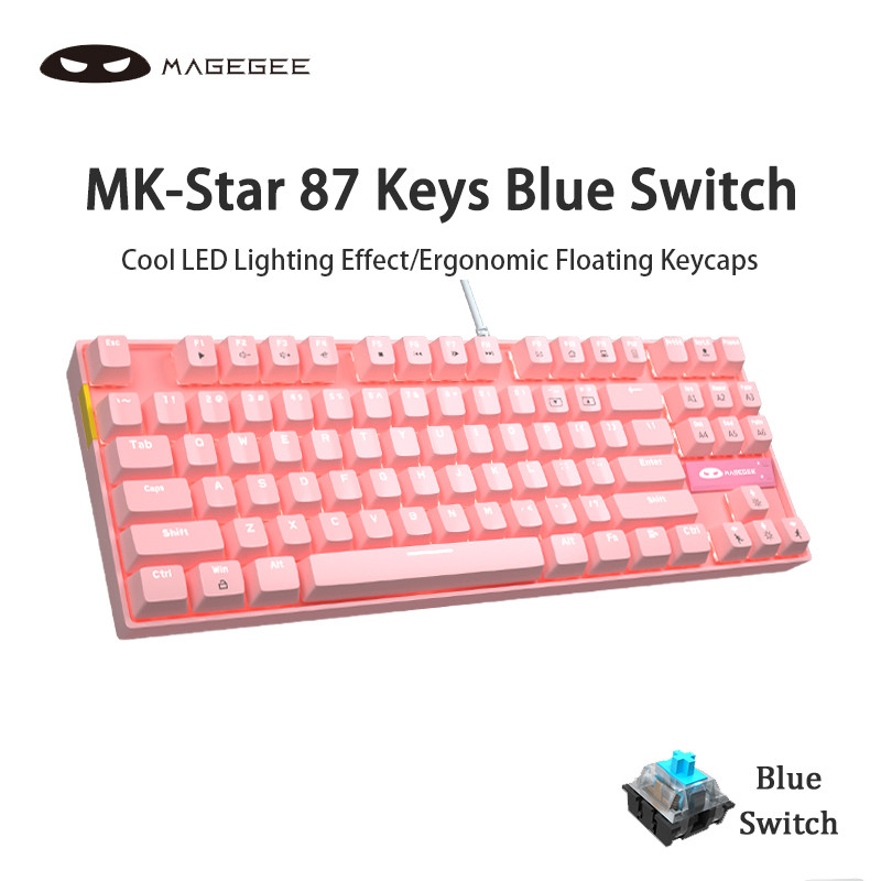 Jual Keyboard Mekanik MageGee MK1 87 Tombol Sakelar Biru/Merah Lampu ...