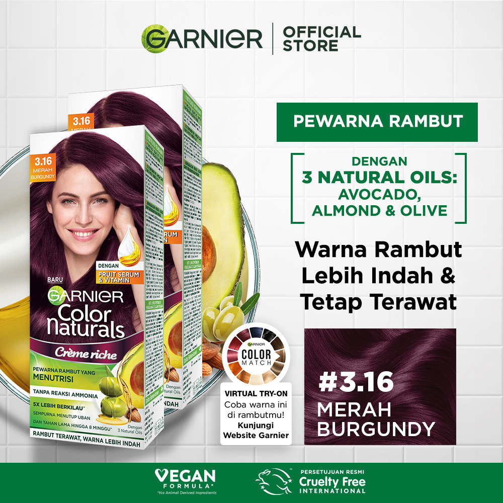 Jual Garnier Color Natural Express Merah Burgundy x 2pcs | Shopee Indonesia