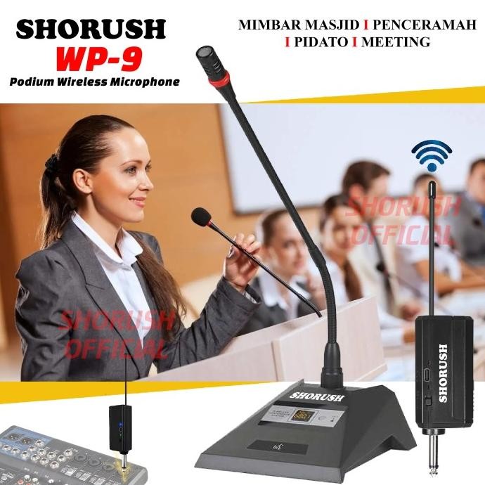 Jual SHORUSH WP 9 MICROPHONE PODIUM WIRELESS MIC MEJA CONFERENCE PIDATO ORIGINAL DAN TERPERCAYA ...