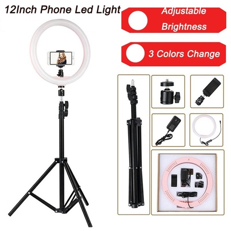 Jual Lampu cincin LED 12" 24W lampu self-timer fotografi yang dapat ...