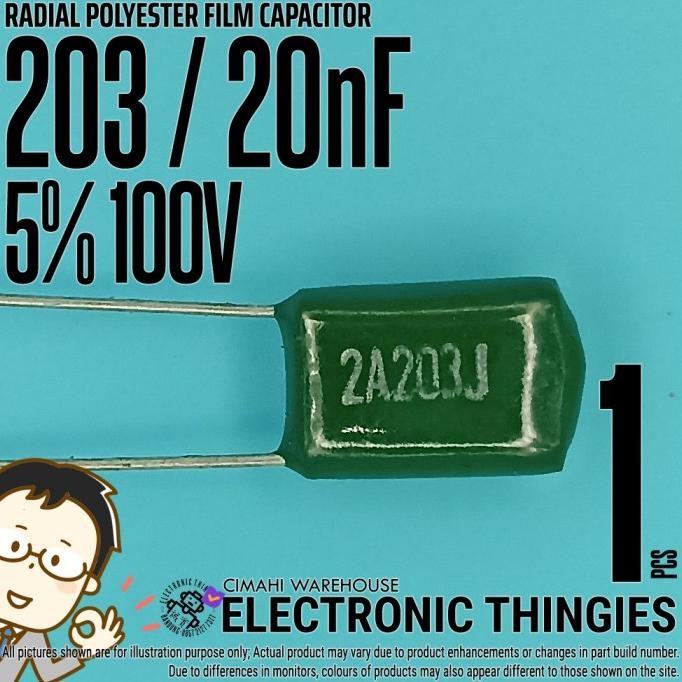 Jual (20) 203 POLYESTER FILM CAPACITOR 20NF 5% 100V KAPASITOR MYLAR ...