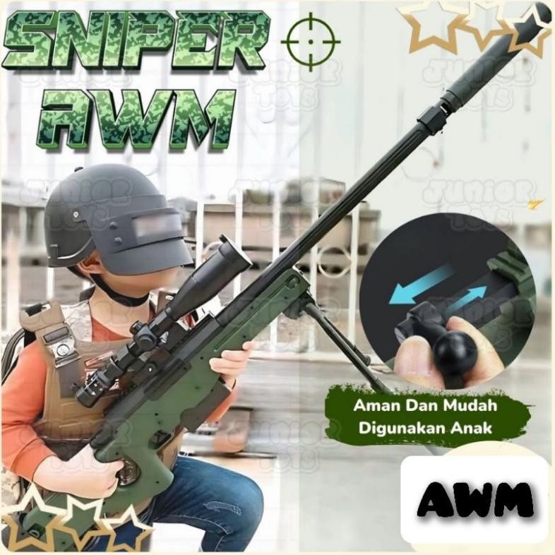 Jual Promo Mainan Anak Sn1Per Gun Nerf Tembakan Awm Kar Soft Bullet Awp 109 Cm - Water Gel ...