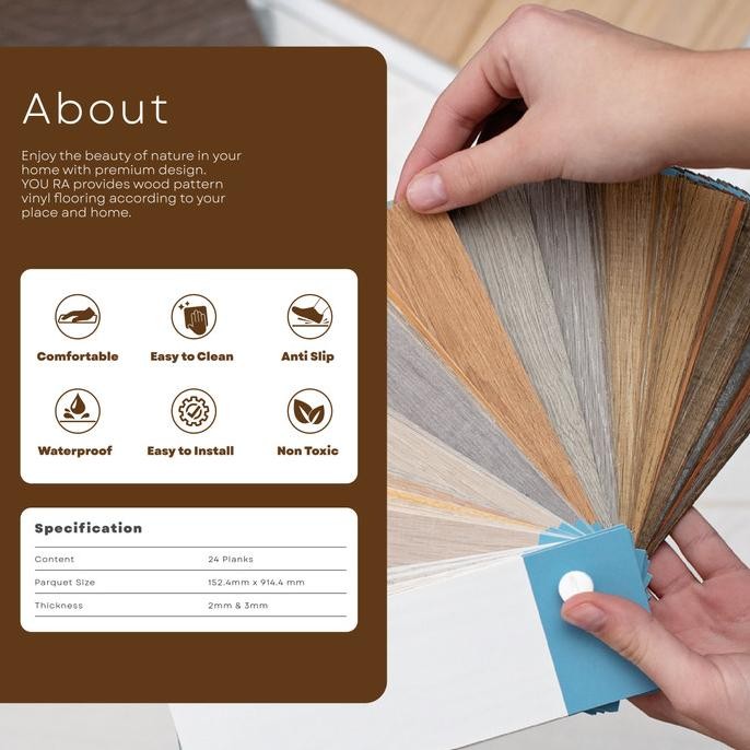 Jual Lantai Vinyl Youra 3Mm (1 Box Isi 3,34 M2 Isi 24 Lembar) | Shopee Indonesia