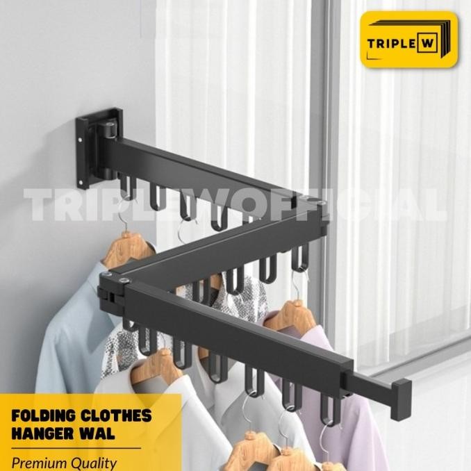 Jual Triple W Folding Clothes Hanger Jemuran Gantungan Baju Lipat ...