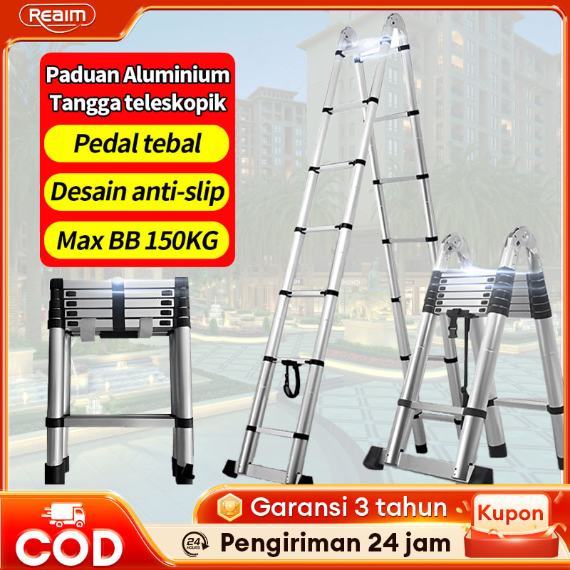 Jual Reaim Tangga Teleskopik Aluminium Multifungsi Portable Ukuran 3.8 ...