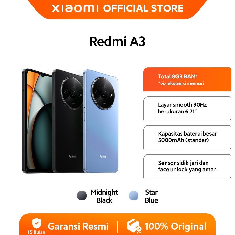 Jual Promo Xiaomi Redmi A3 (4Gb/128Gb) | Layar Muluz 90 Hz | Sensor ...