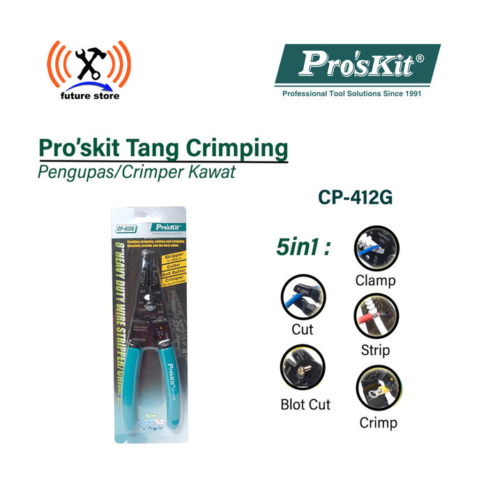 Jual Proskit Cp-412G Tang Crimping Heavy Duty Wire Strippers/Crimpers(8") | Shopee Indonesia