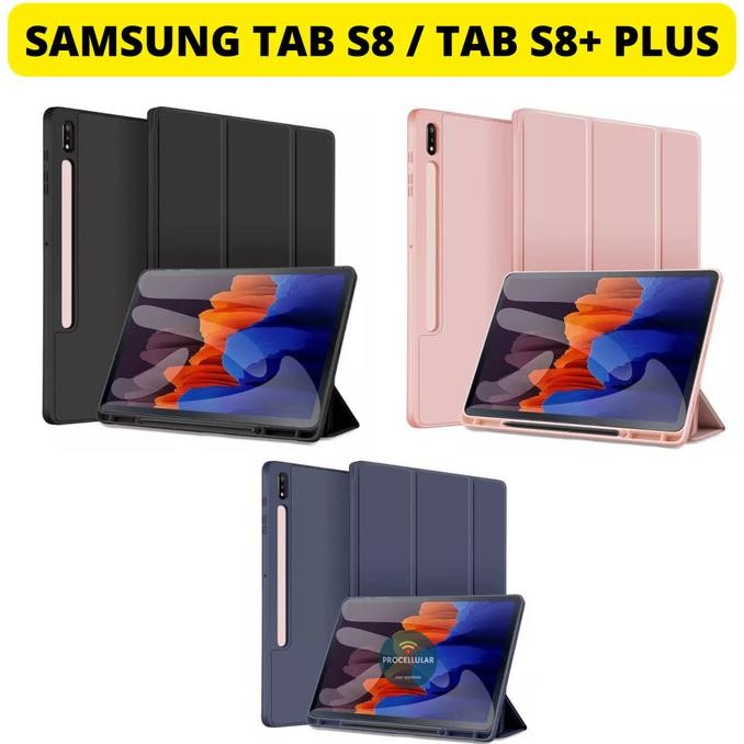 Jual Smart Case Samsung TAB S7 S7 FE S8 S8 PLUS Flip Book Cover Pen Holder | Shopee Indonesia