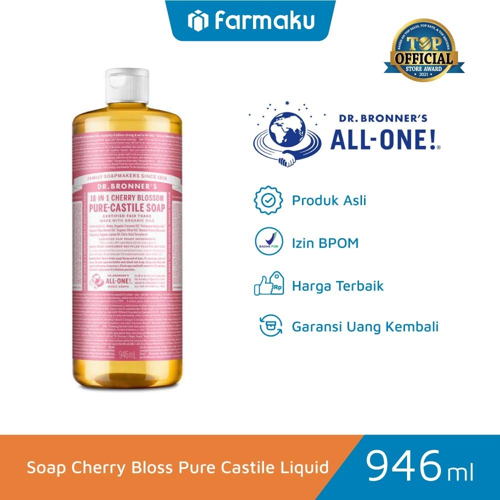 Jual Dr. Bronner's Sabun Cair Organik Cherry Blossom Pure Castile 946ml | Shopee Indonesia