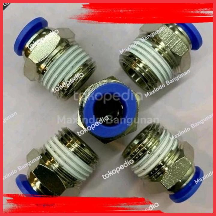 Jual (MAXI) FITTING PNEUMATIC ULIR SELANG 8MM DRAT 1/4" INCH | Shopee ...