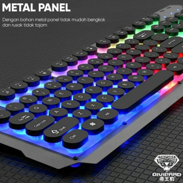 Jual PROMO!! Keyboard Gaming Divipard Wired Kabel Tuth Bulat LED RGB ...