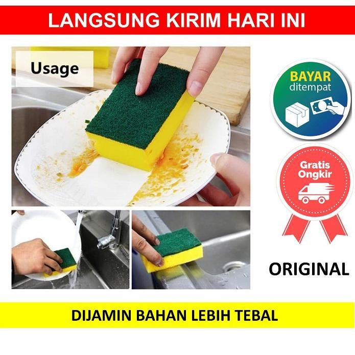 Jual Spon Hijau Kuning Sabut Spons Cuci Piring Sponge Scouring Pad ...