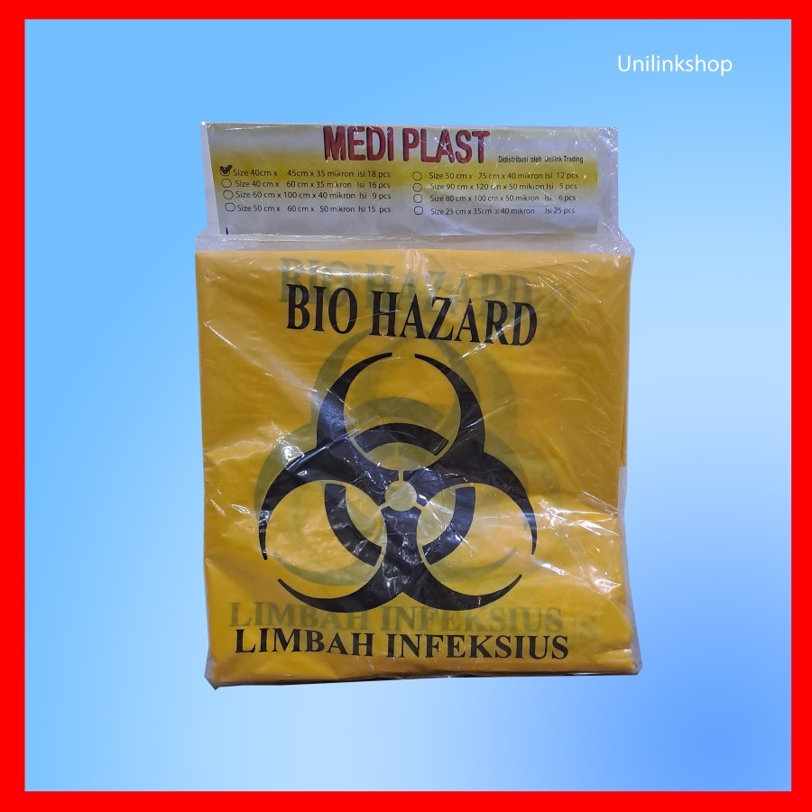 Jual Plastik Limbah Medis dan Industri B3 Bio Hazard PE-40x45cm 18lmbr ...