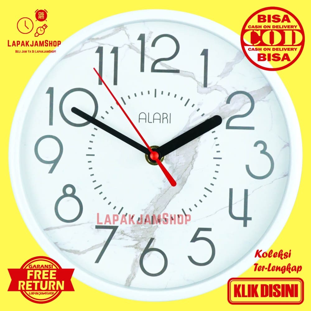 Jual Jam Dinding Quartz Marble Granit Minimalis Unik AL1239-1668 Putih ...