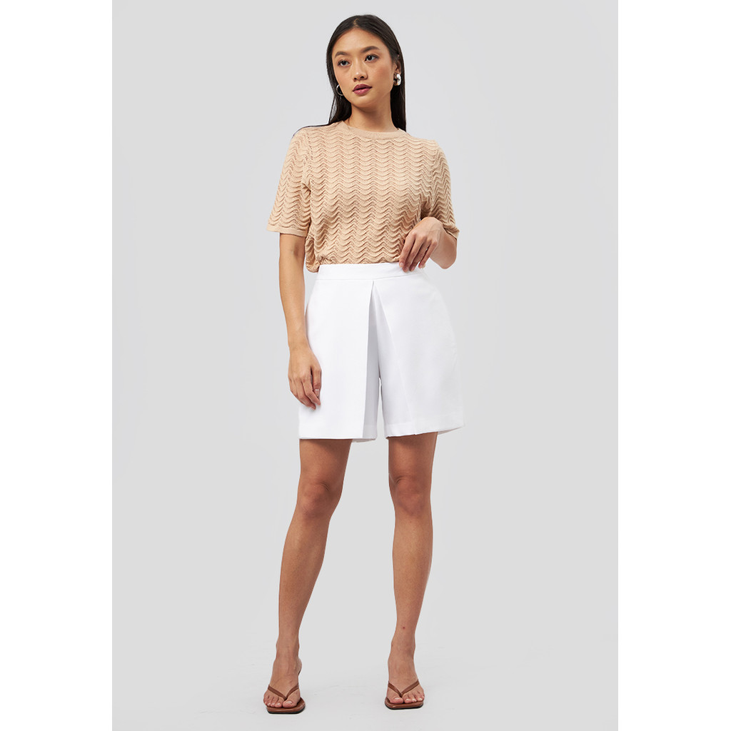 Jual Executive Pleated Mini Skort Off White | Shopee Indonesia