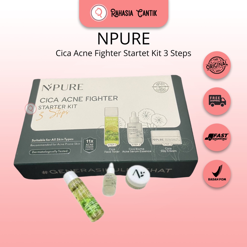 Jual NPURE | Cica Acne Fighter Starter Kit 3 Steps | Toner | Cica Acne ...
