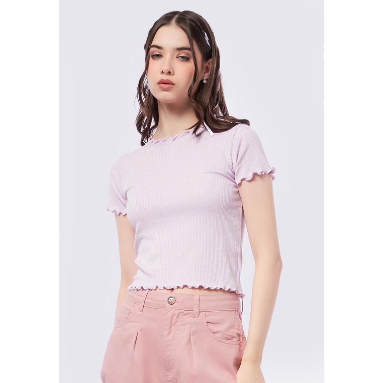 Jual COLORBOX Lettuce Hem Rib Top Lilac | Shopee Indonesia