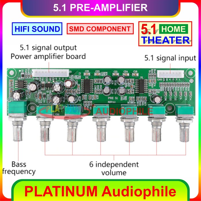 Jual Tone Control 5.1CH Stereo Pre Amplifier 5.1CH for Home Theater ...