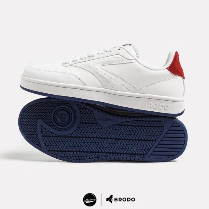 Jual Sepatu Brodo Active Ace Tennis White Warna Red Navy / Pale Olive ...