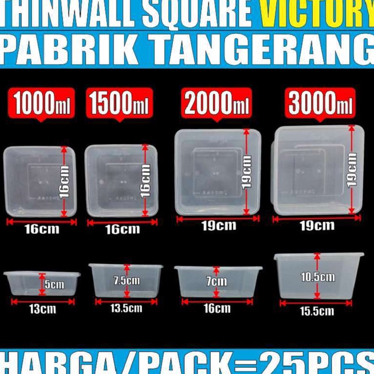 Jual Ready Thinwall Sq 1000ml 1500ml 2000ml 3000ml Per Pack Kotak