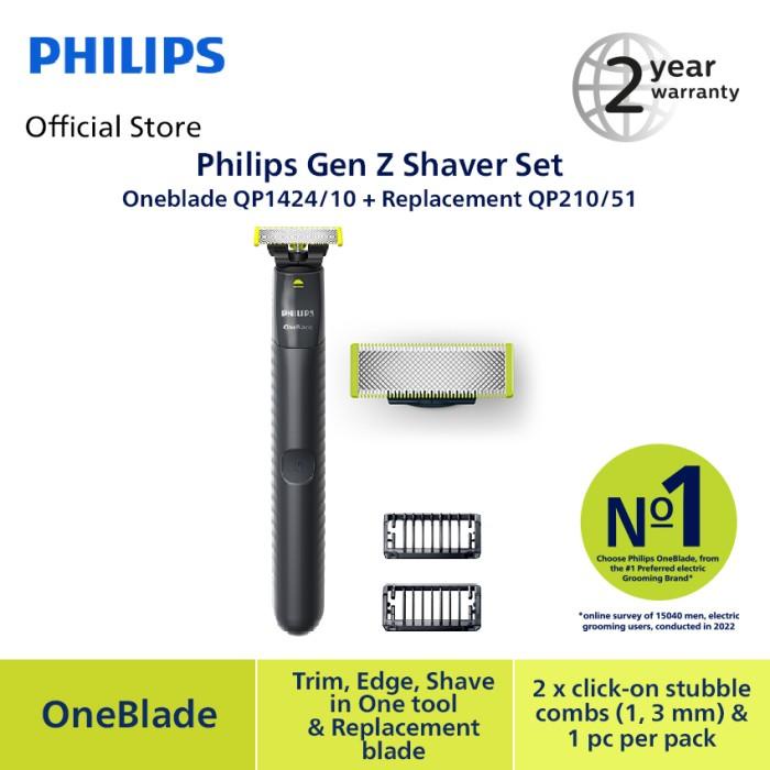 Jual Philips Gen Z Shaver Set - Oneblade Qp1424/10 + Replacement Qp210 ...