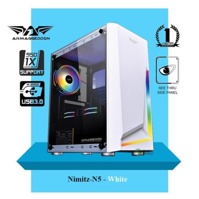 Jual Casing Pc Rakiitan Gaming Armaggeddon Nimitz N5 Aurora White ...