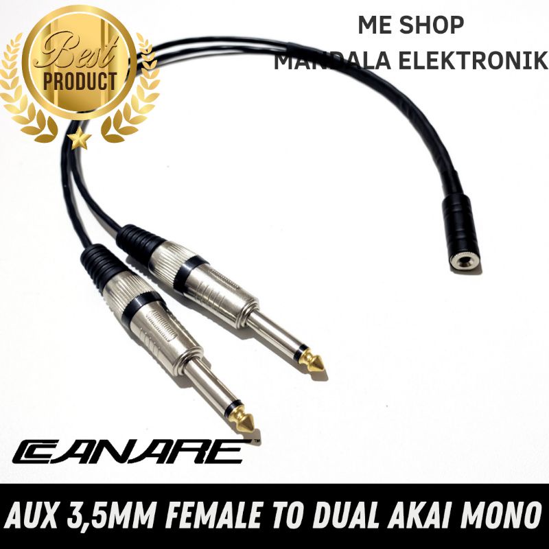 Jual kabel extension jack mini aux 3,5mm female to dual akai mono 6,5mm | Shopee Indonesia