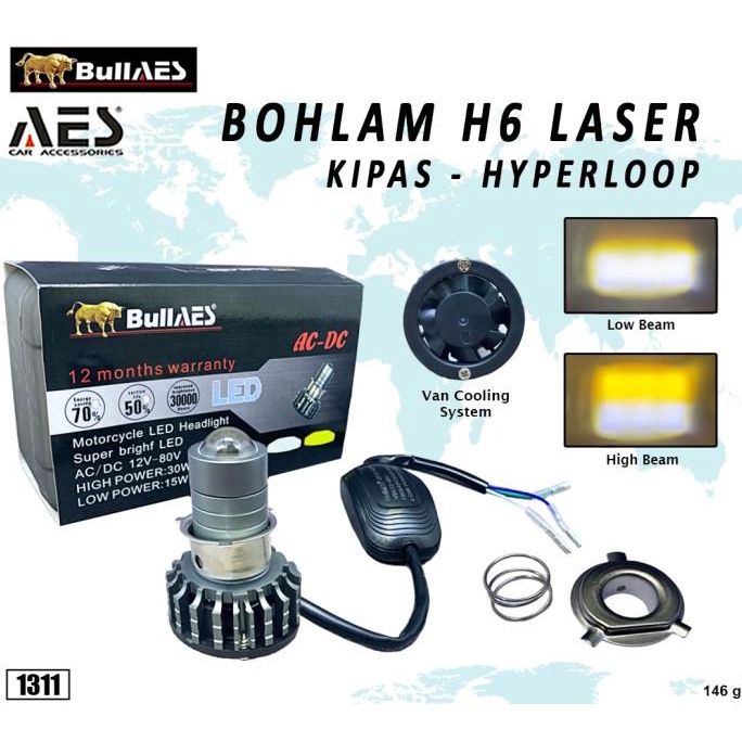 Jual Lampu Led Laser Headlamp H6 H4 Hyperloop DC AC Merk BULLAES ...