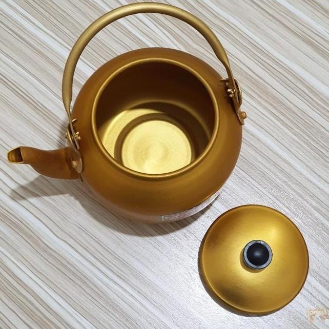 Jual DIH1027 Teko Alumunium Emas 1L Teko kuning alumunium teko arab ...
