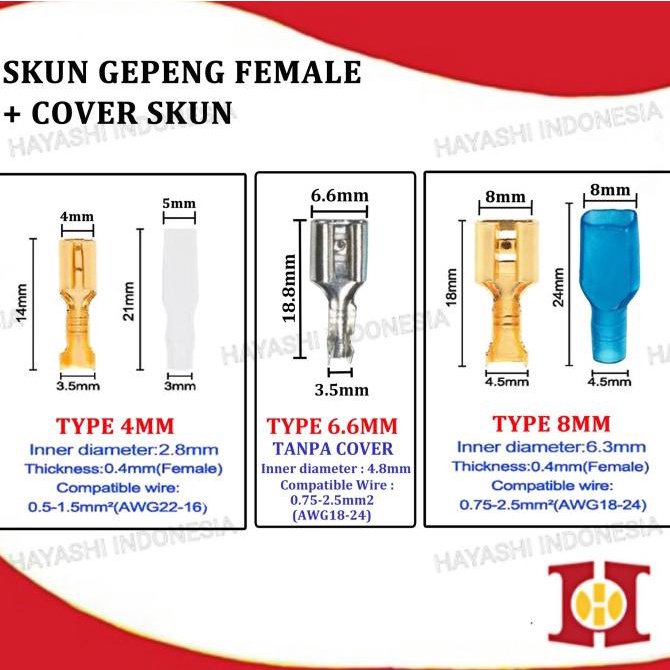 Jual Skun Kabel Gepeng Cewek Female Soket Terminal Sekun Motor Konektor ...